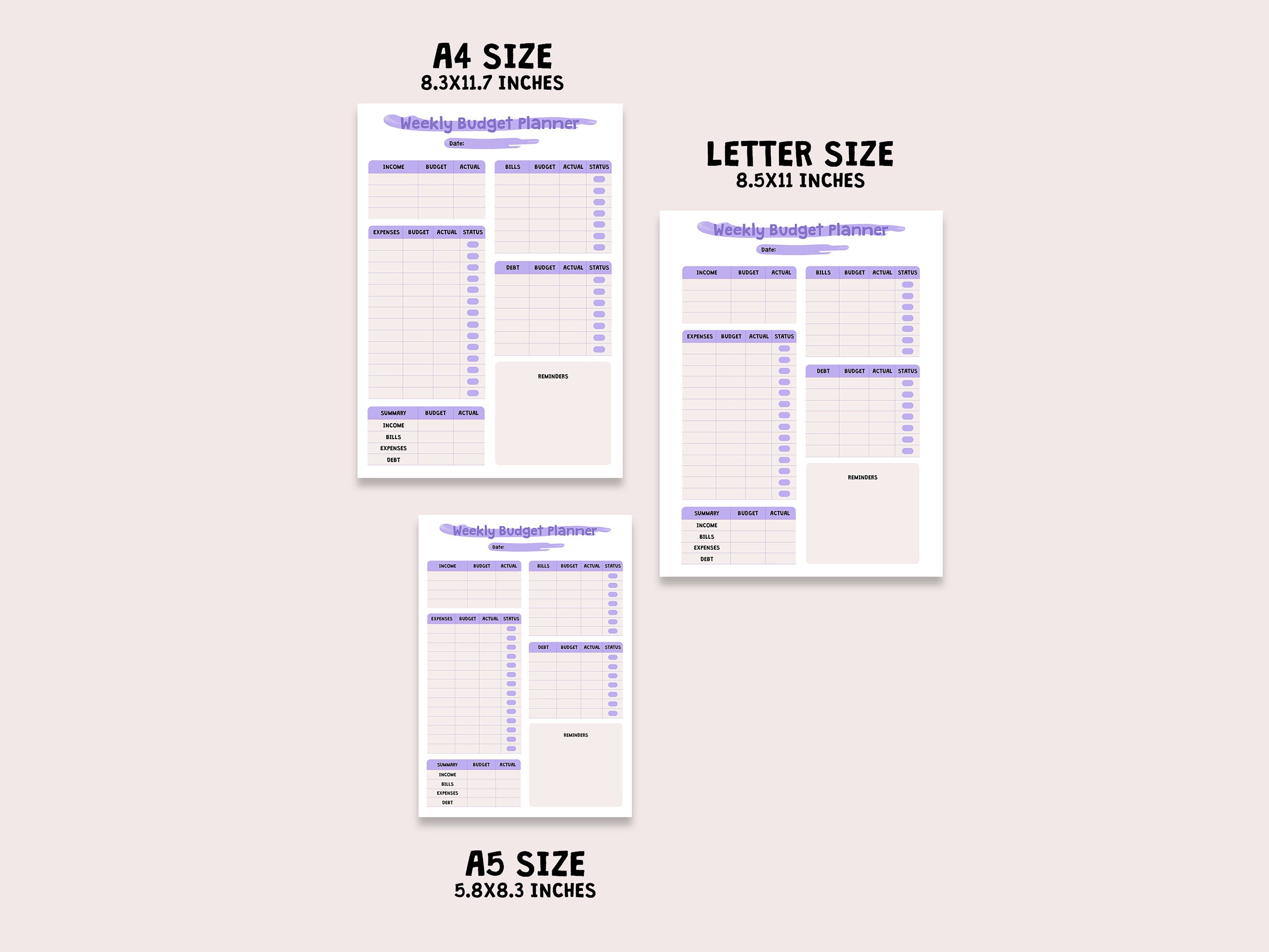 Weekly Budget Planner, Printable Bill Tracker, Expenses Tracker ...