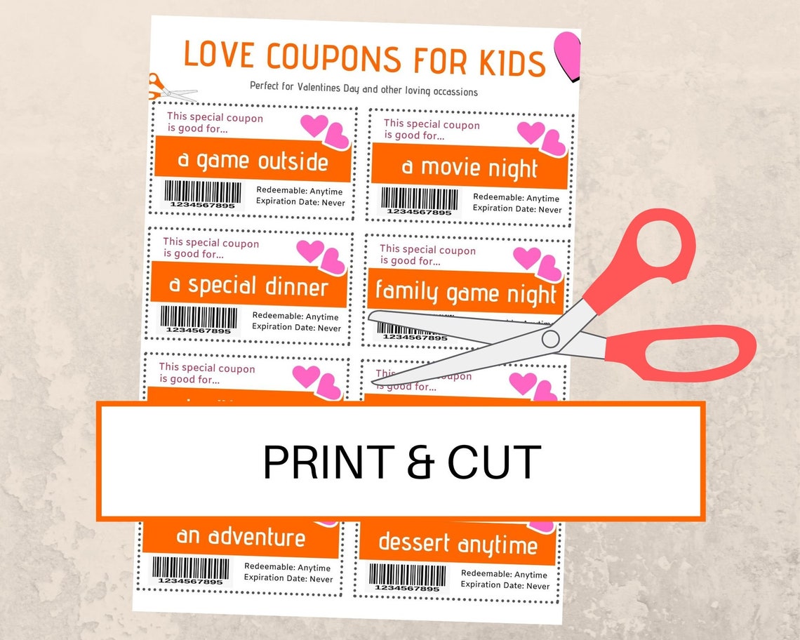 Love Coupons for Kids, Printable Love Coupons for Kids, Kid's Love ...
