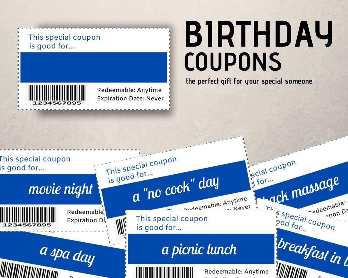 Editable Birthday Coupons, Printable Birthday Gift, Birthday Coupons ...