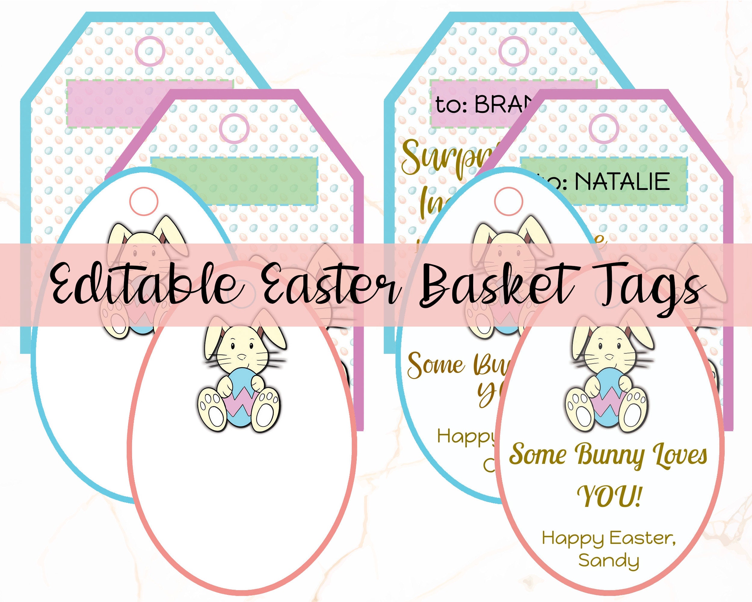 Editable Easter Basket Tags Personalized Gift Tags for - Etsy