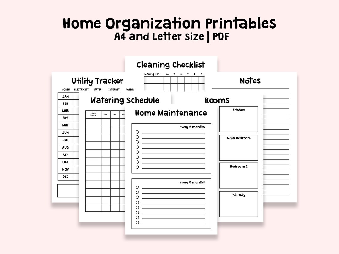 Home Organization Printable, Digital Download PDF, Home Checklist ...