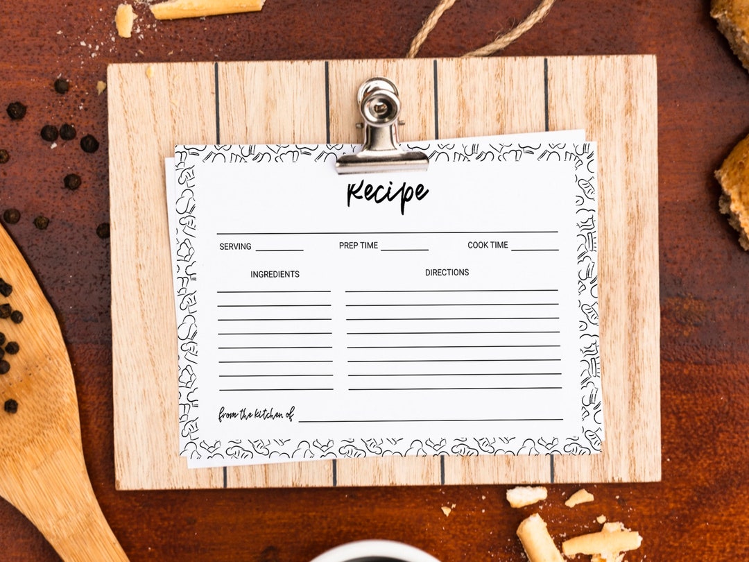 Printable Recipe Cards, 4x6 Recipe Journal, Kitchen Organizer Template ...