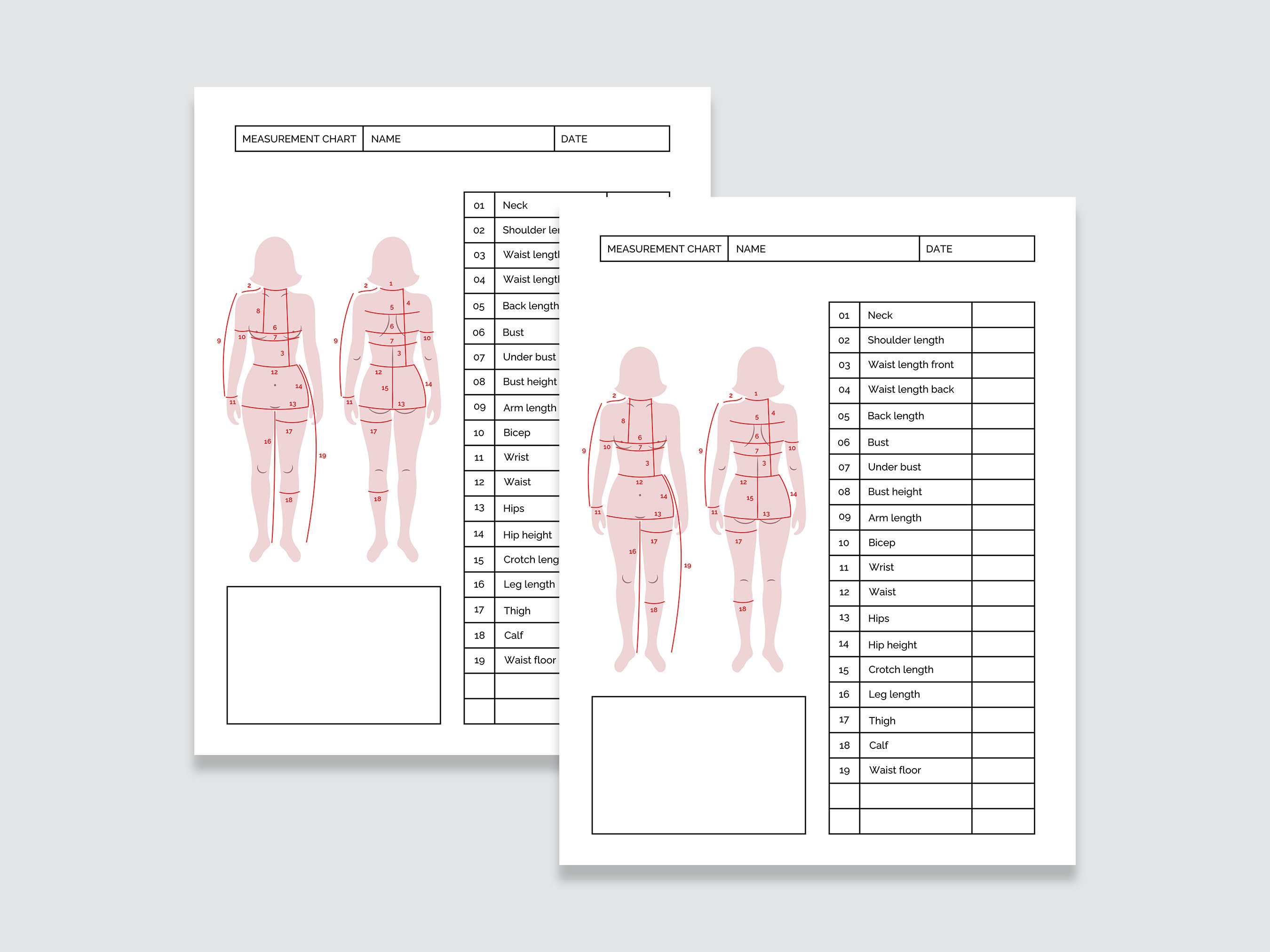 Sewing Measurement Chart, Body Size Chart, Sewing Worksheet, Instant ...