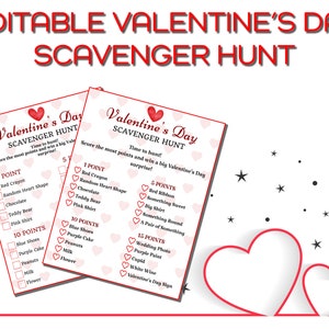 Editable Valentines Day Scavenger Hunt, Personalized Valentines Day ...