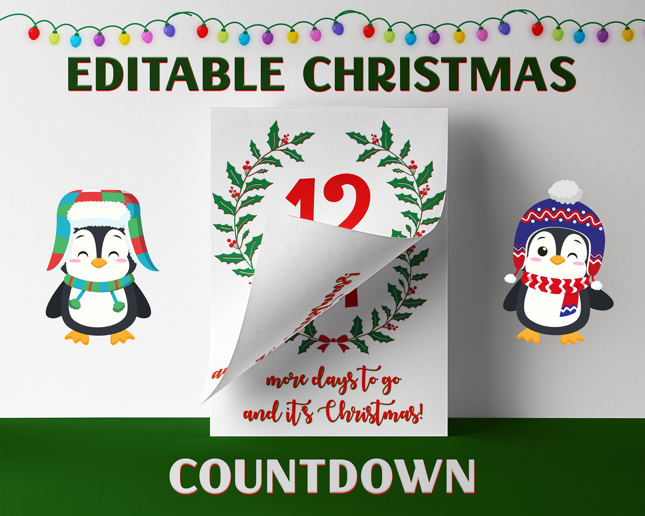 Editable Christmas Countdown Calendar Pages Countdown to - Etsy