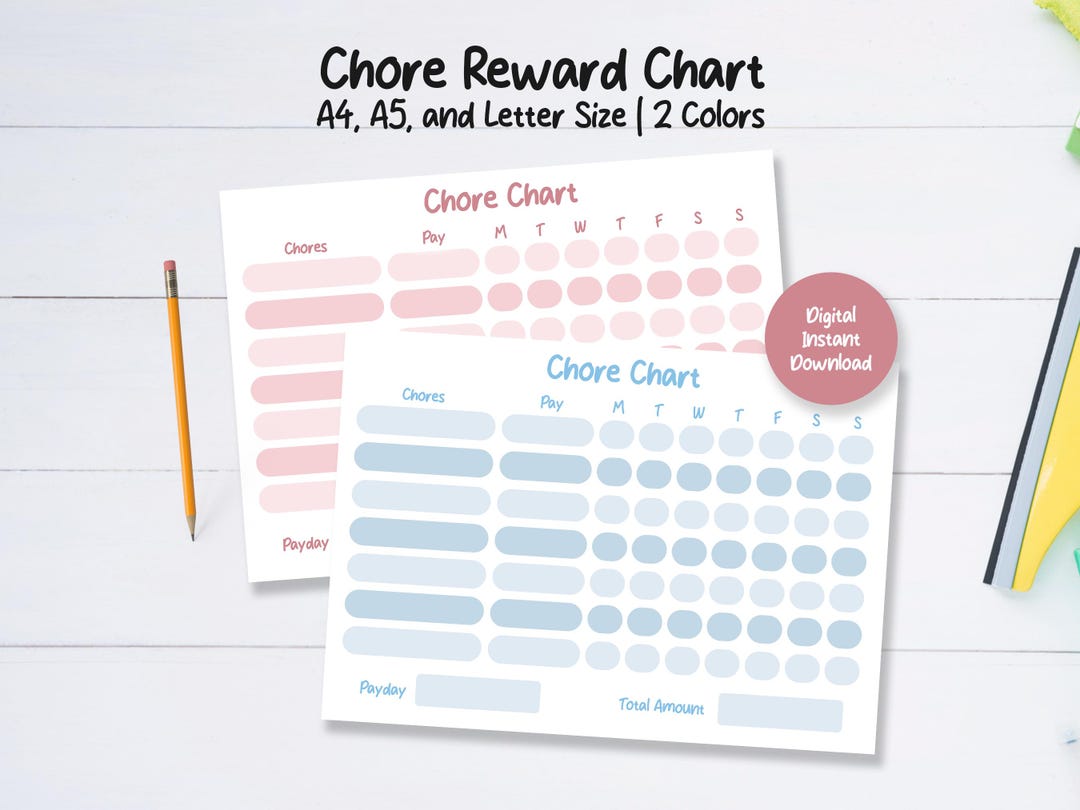 Chore Reward Chart, Kids Chore Printable Chart, Routine Board Template ...