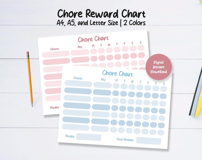 Printable Kids Reward Chart | Chore & Responsibility Chart PDF ...