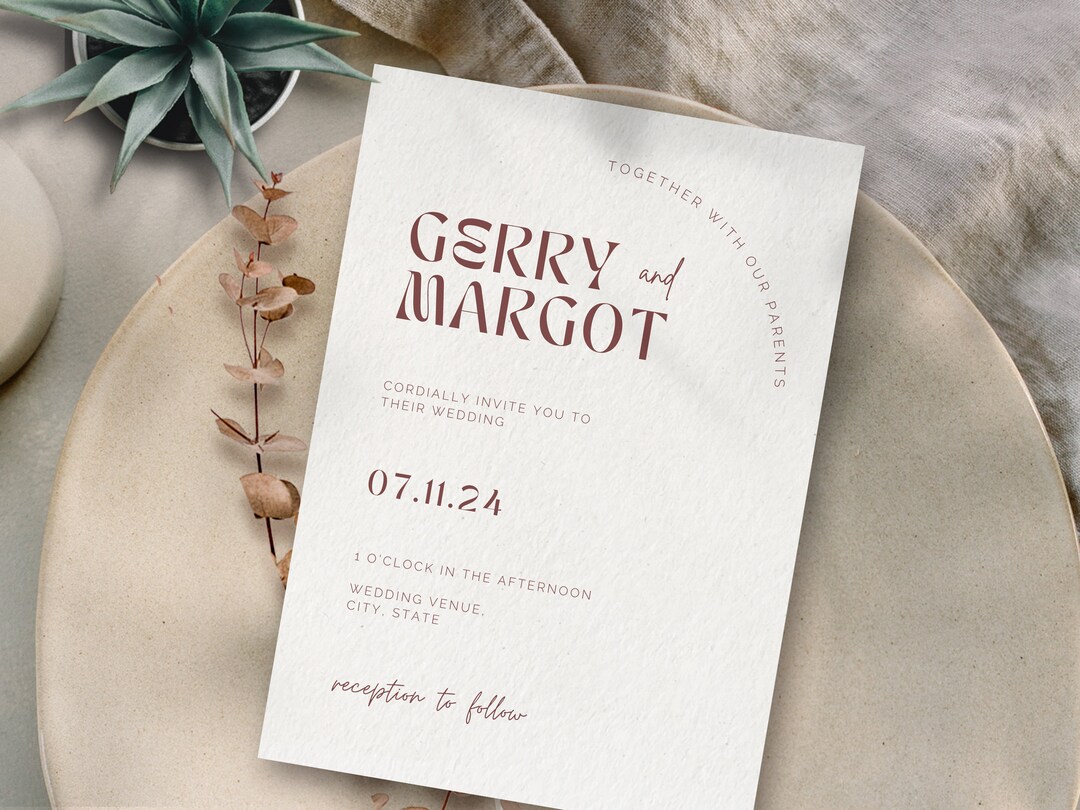 Simple Wedding Invitation Suite, Minimalist Wedding, Minimal Invitation ...