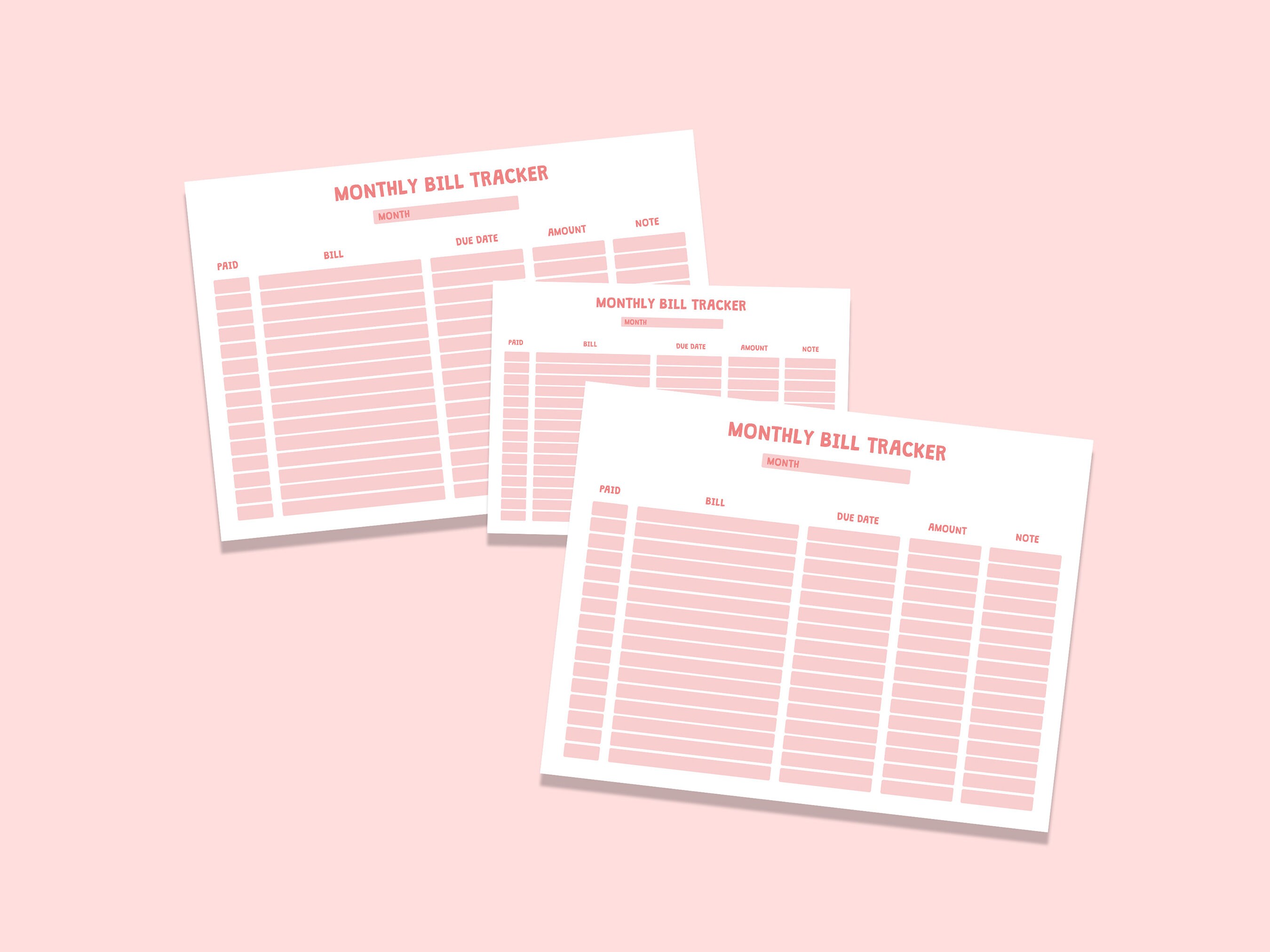 Printable Monthly Bill Tracker, Budget Template, Printable Budget ...