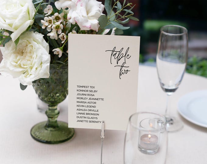Place Card Template, Table Number Template, Seating Chart Template ...