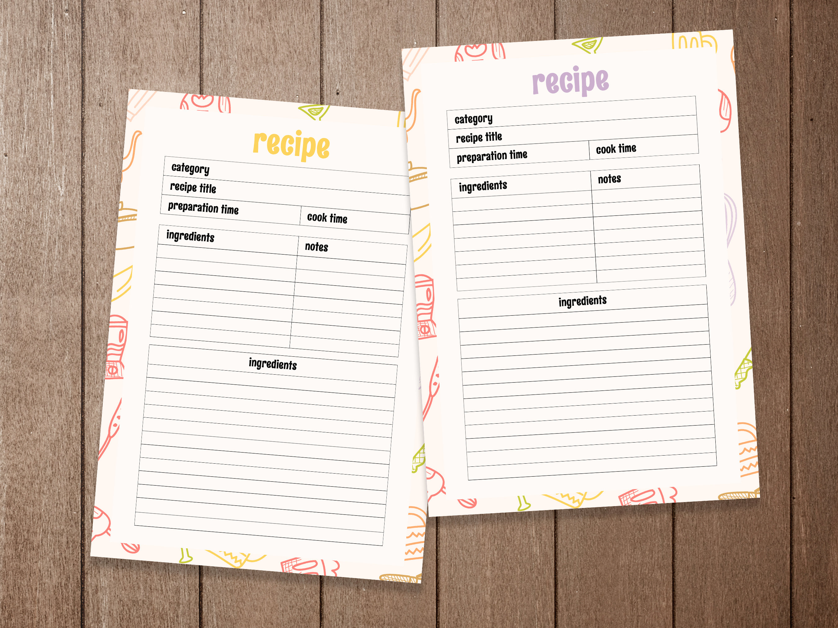 Printable Recipe Binder Pages Recipe Book Template Printable - Etsy