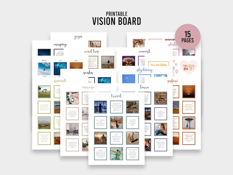 Printable Vision Board, Vision Board Bundle Kit, Affirmation and ...