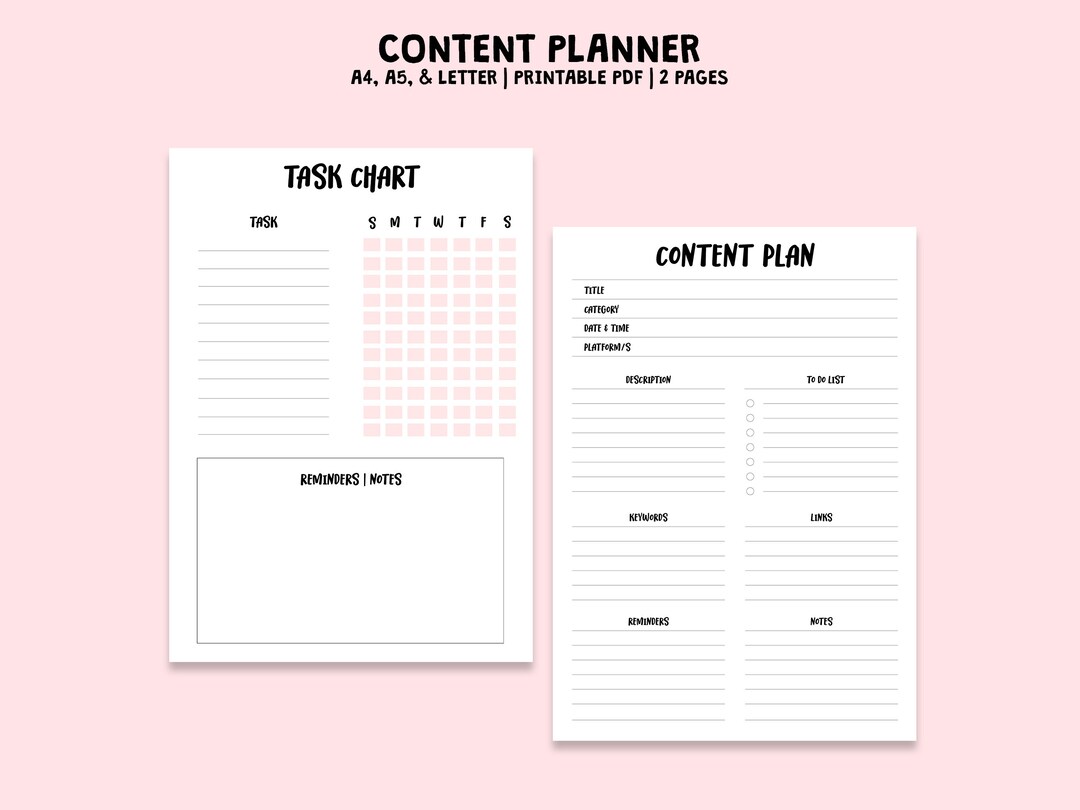 Printable Content Planner, Social Media Content Planner, Printable ...