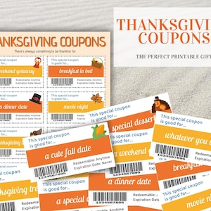 Editable Thanksgiving Coupons, Thanksgiving Gift Coupons, Thanksgiving ...