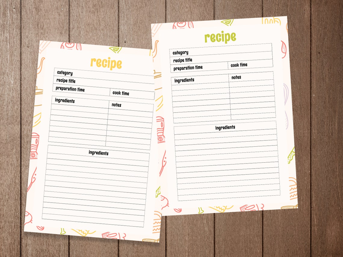 Printable Recipe Binder Pages, Recipe Book Template, Printable Recipe ...