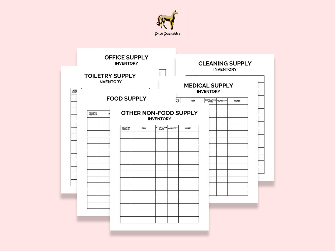 Household Inventory Trackers, Printable Inventory List, Home Supplies ...