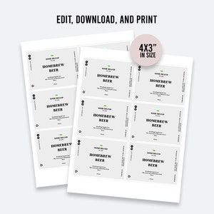 Homebrew Beer Labels, Printable Beer Bottle Template, Drink Label, Digital Download PDF - Etsy ...