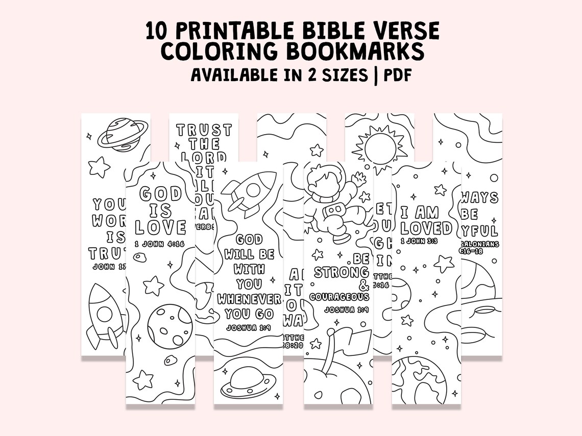 10 Printable Bible Verse Coloring Bookmark, Printable Bookmark ...