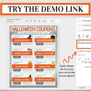 Editable Halloween Coupons, Printable Halloween Gift, Candy Coupons ...