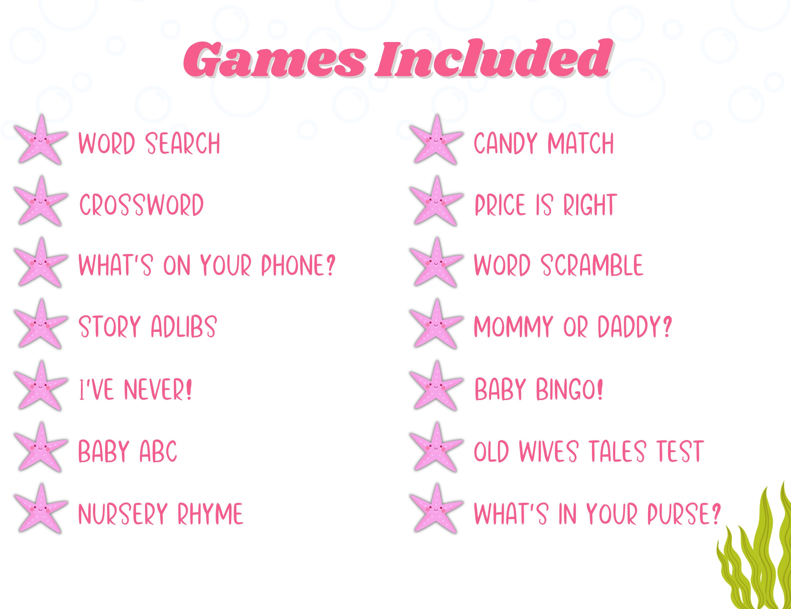 Mermaid Baby Shower Games Baby Shower Printable Games PDF - Etsy