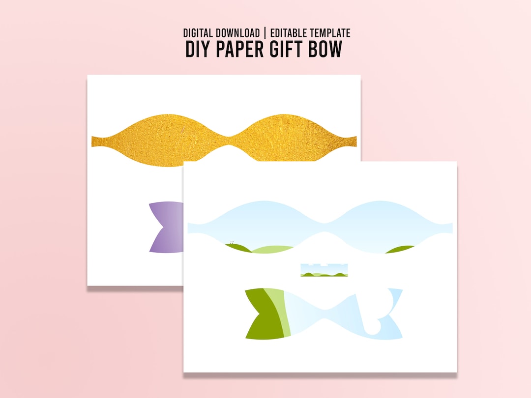 DIY Paper Gift Bows, Printable Gift Bow, Editable Bow Template, Digital ...