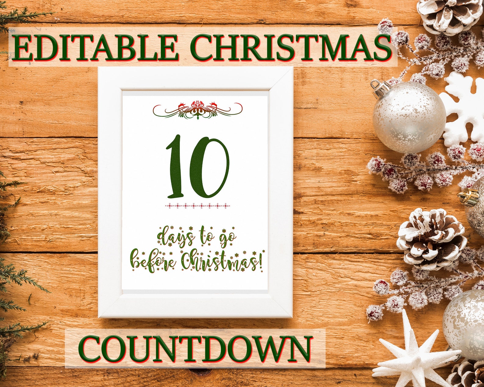 Editable Christmas Countdown Calendar Pages Countdown to - Etsy