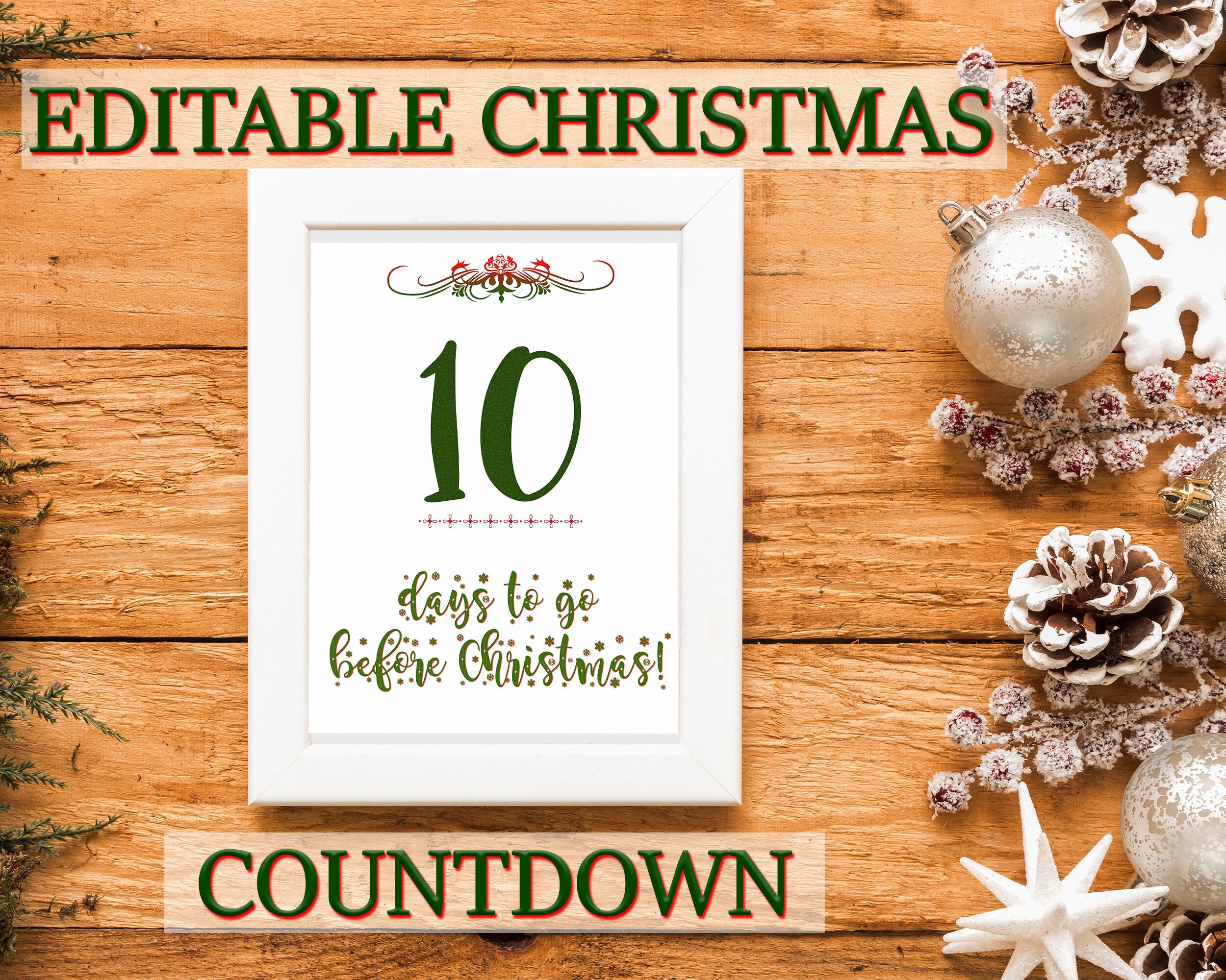 Editable Christmas Countdown Calendar Pages Countdown to - Etsy