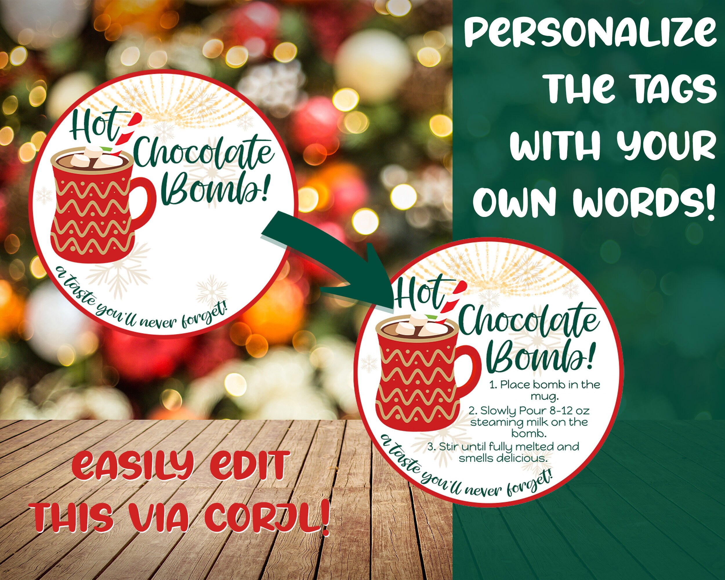 Editable Hot Chocolate Bomb Tags, DIY Hot Chocolate Bomb Printable ...