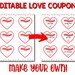 Heart-shaped Love Coupons, Valentines Day Coupons, Valentines Day Gift ...