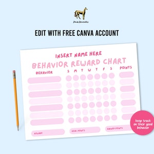 Printable Kids Behavior Reward Chart, Kids Routine Chart, Kids Reward ...