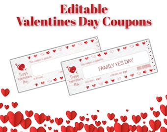 Editable Love Coupons, Valentines Day Coupons, Valentines Day Gift ...