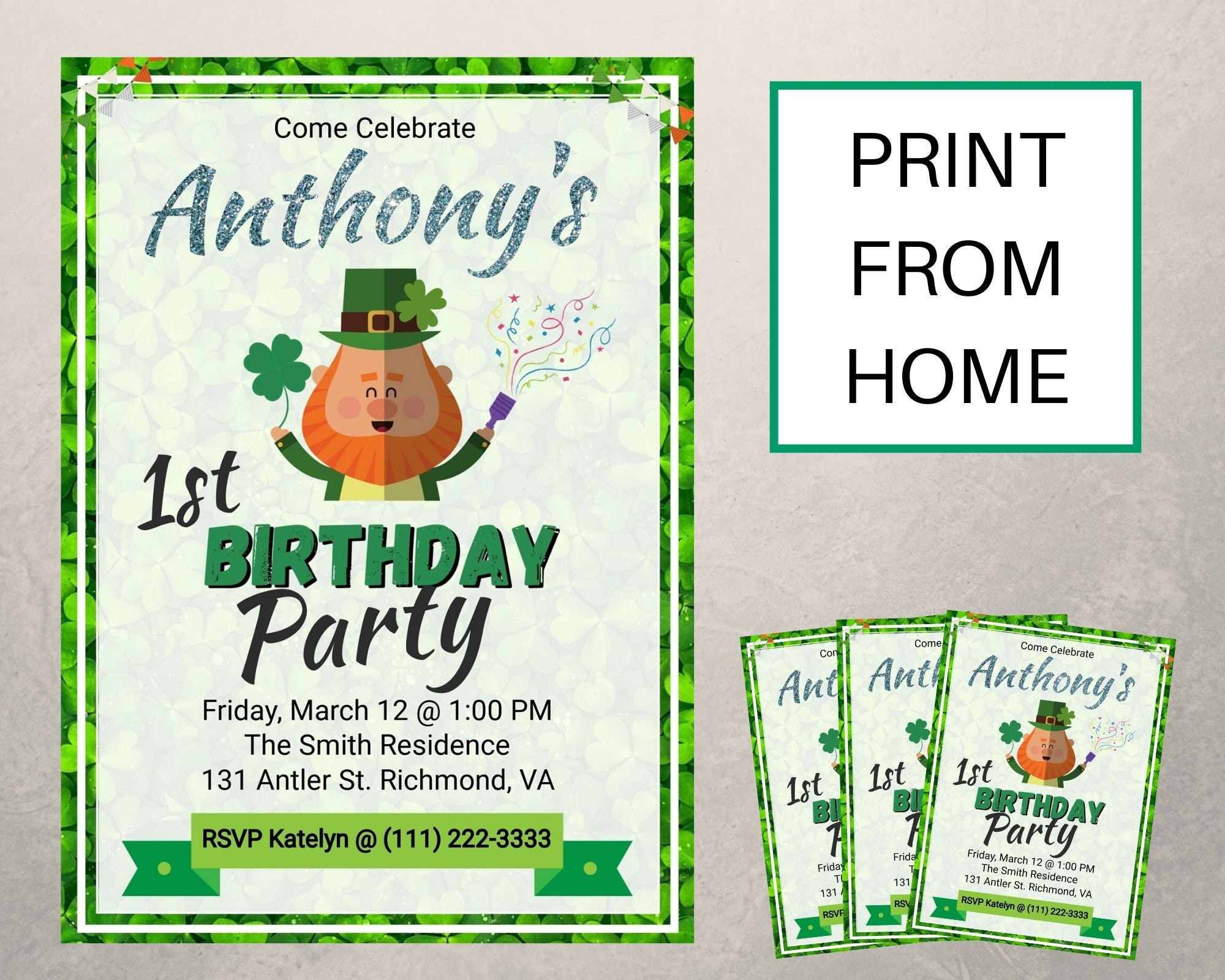 March Birthday Party Invitation, First Birthday Invite, March Birthday ...