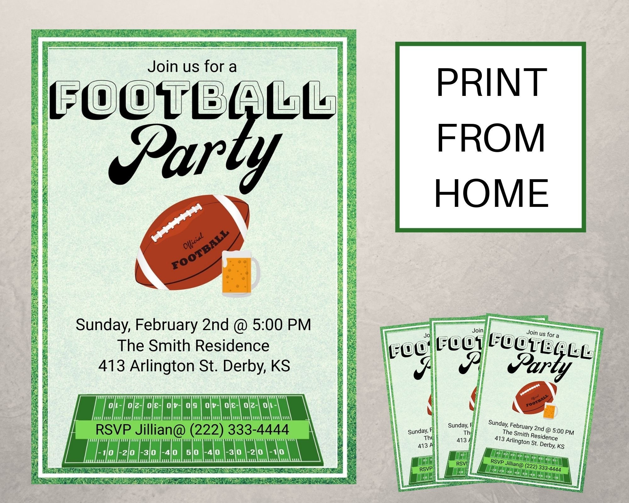 Football Party Invite, Editable Football Party Invitation, Digital ...