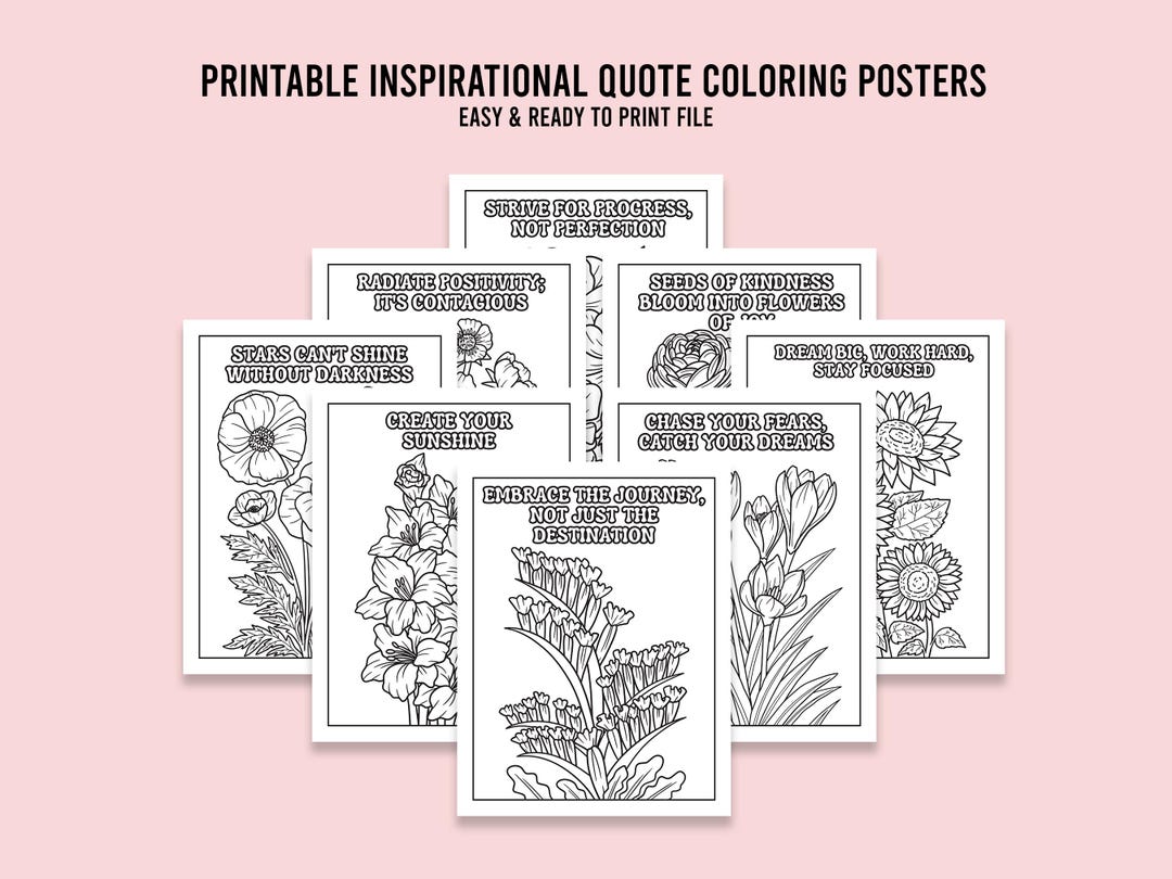 Inspirational Quote Coloring Posters, Inspirational Positive ...