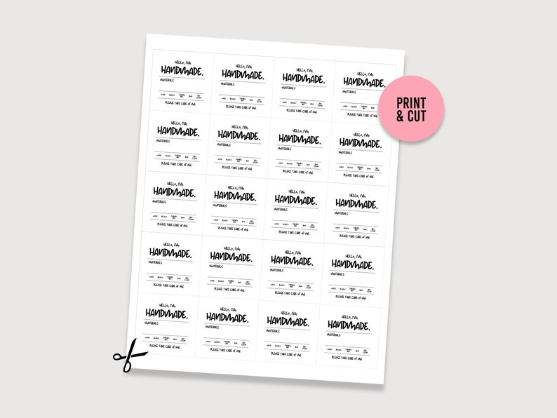 Printable Knitting and Crochet Labels, Handmade Tags, Care Labels ...