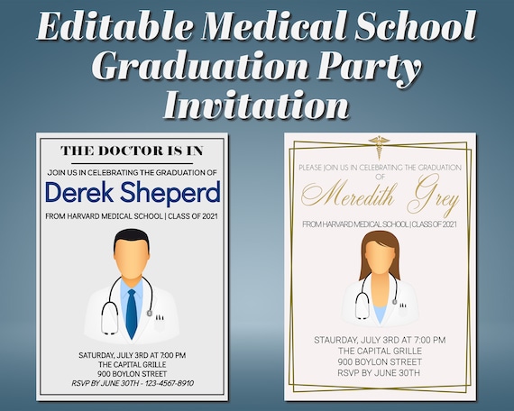 Editable Medical School Graduation Party Invitation - Etsy