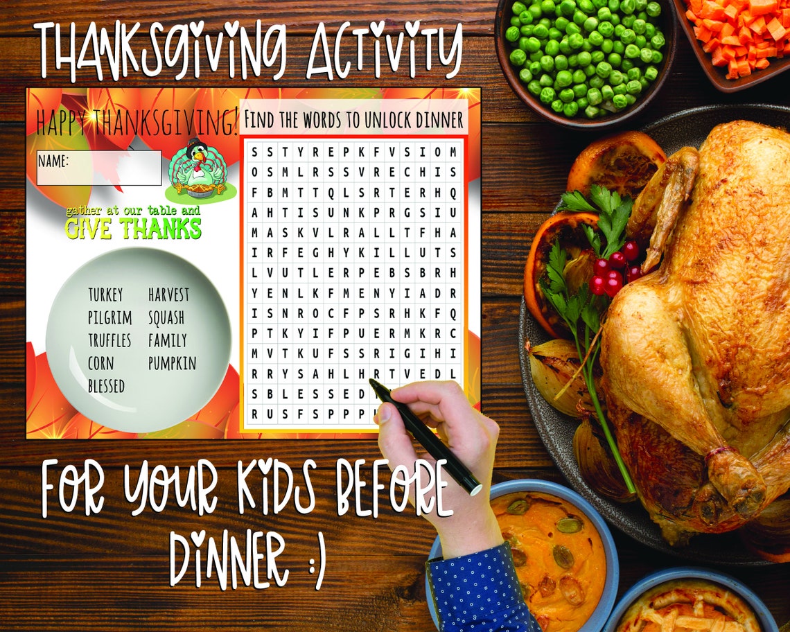 Thanksgiving Word Search Placemat Thanksgiving for Kids - Etsy