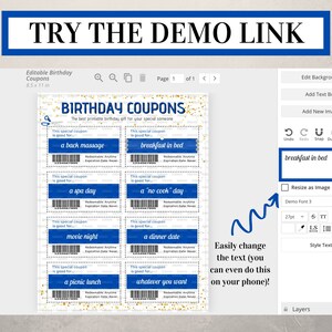 Editable Birthday Coupons, Printable Birthday Gift, Birthday Coupons ...