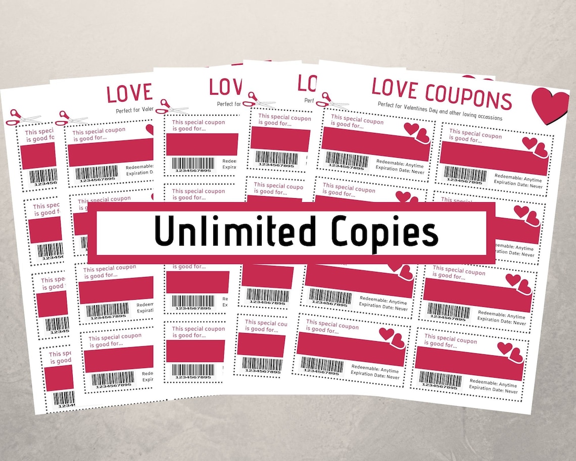 Editable Love Coupons Valentines Day Coupons Valentines Day | Etsy