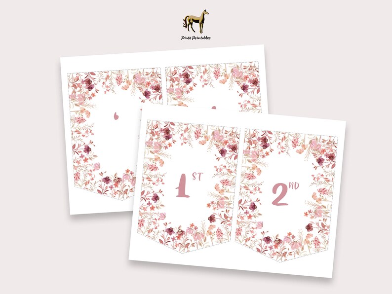 DIY Paper Party Banners, Floral Birthday Banner Template, Digital ...