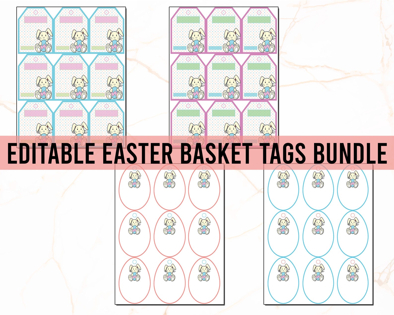 Editable Easter Basket Tags, Personalized Gift Tags for Easter, Easter ...
