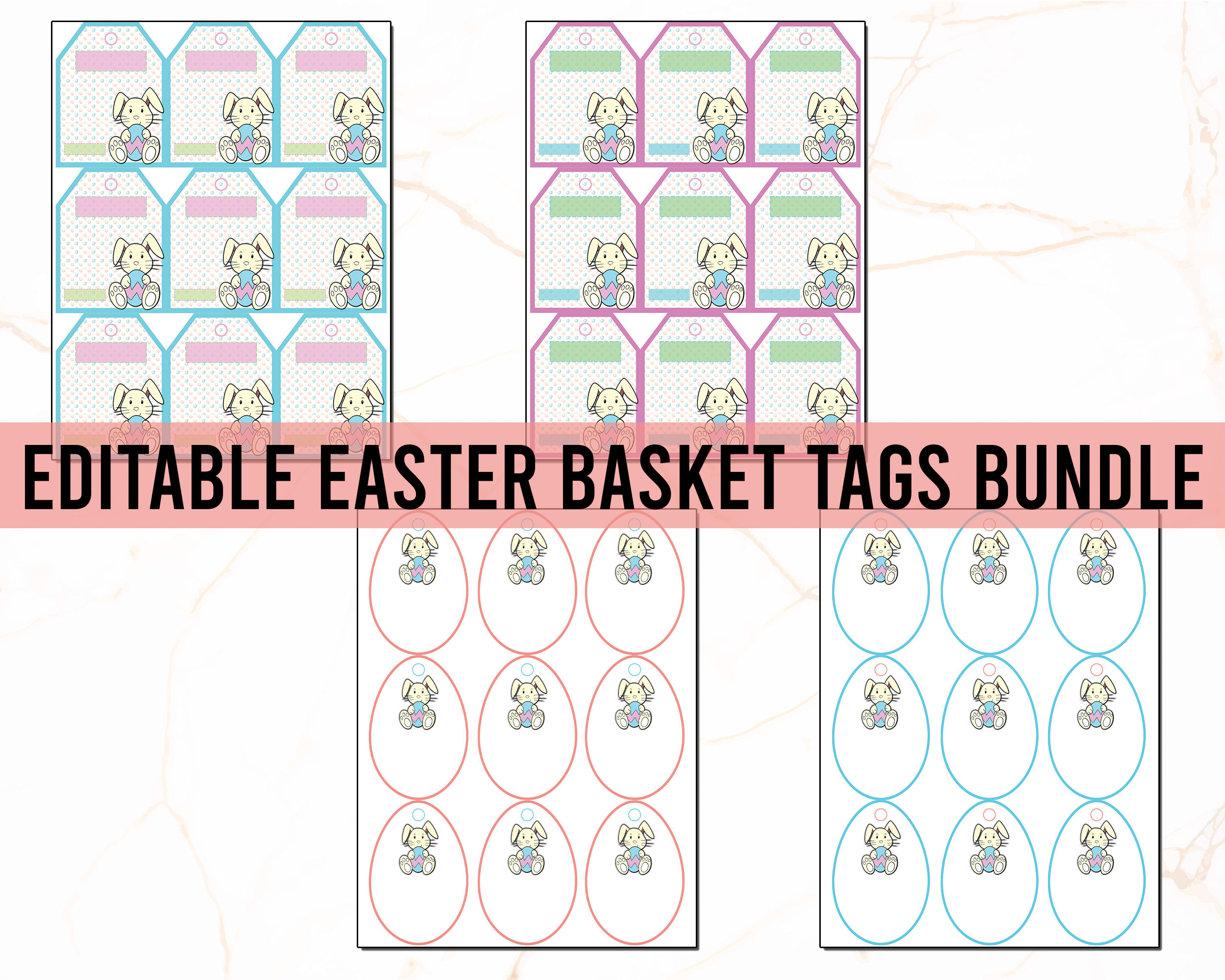 Editable Easter Basket Tags Personalized Gift Tags for - Etsy