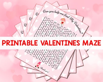 Maze Valentine Printable - Etsy