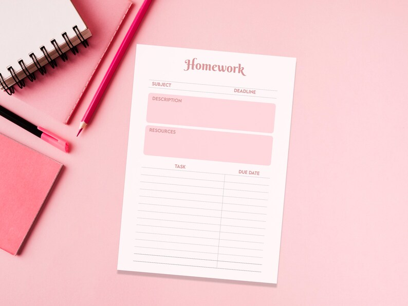 Daily Study Planner Printable, College Planner, Digital Homework ...