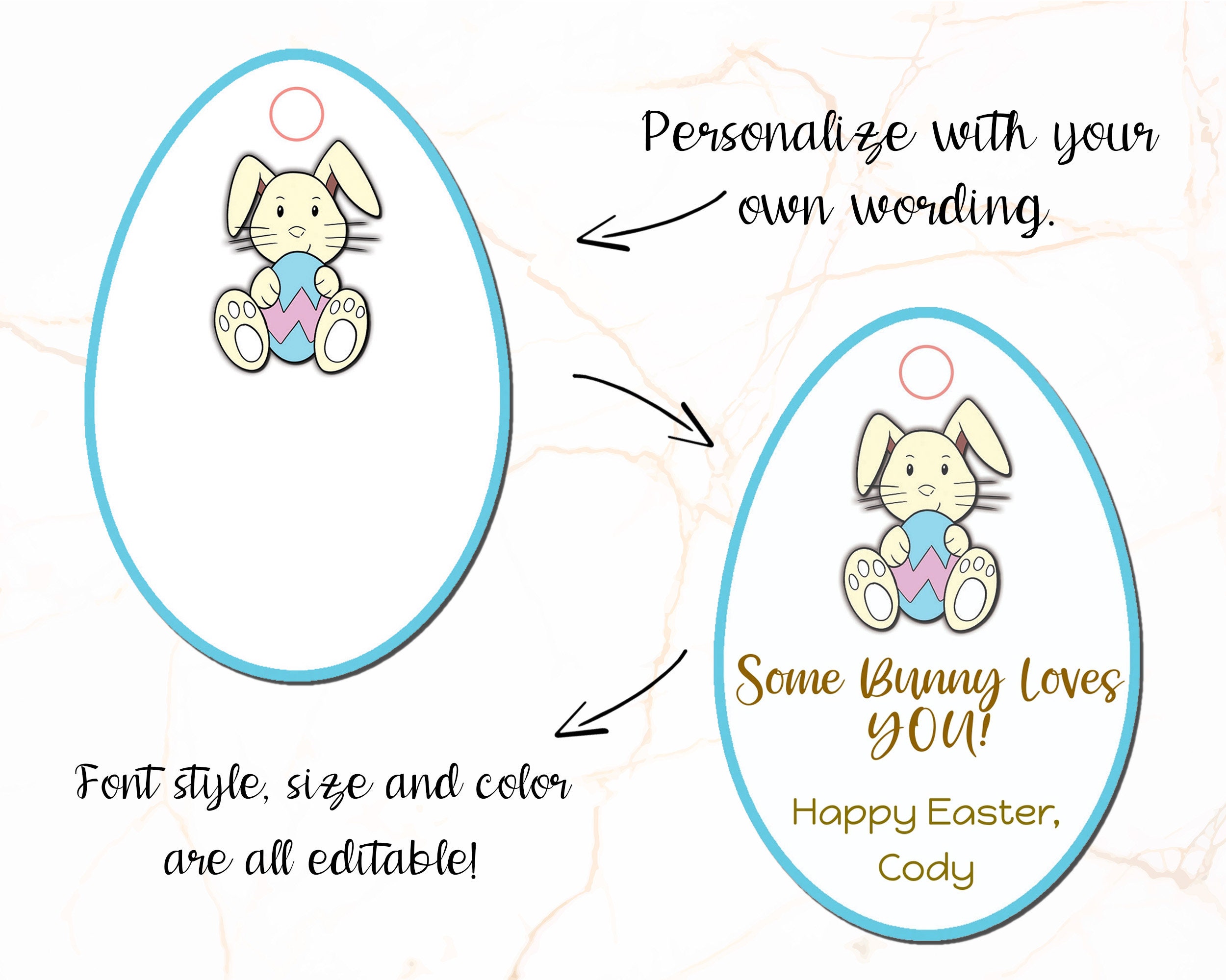 Editable Easter Basket Tags Personalized Gift Tags for - Etsy
