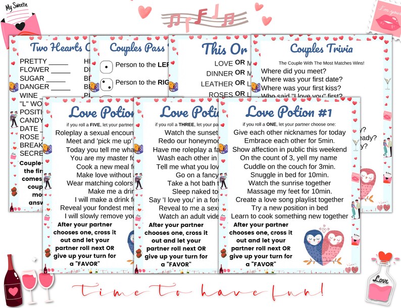 Printable Games for Couples, Adult Couples Games, Fun Shower Games for ...