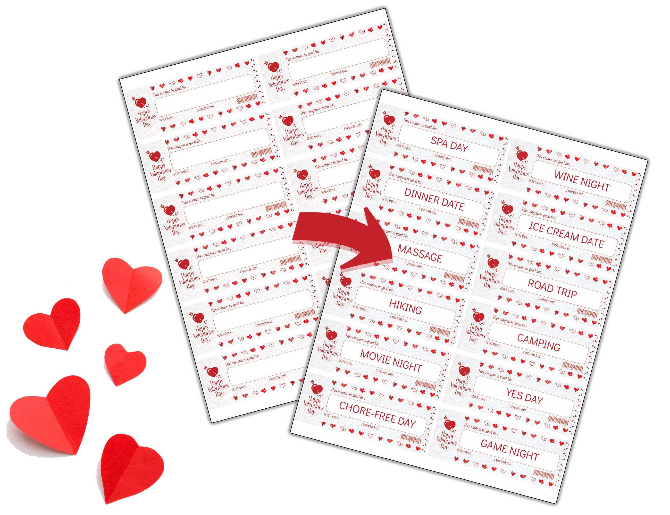 Editable Love Coupons, Valentines Day Coupons, Valentines Day Gift ...