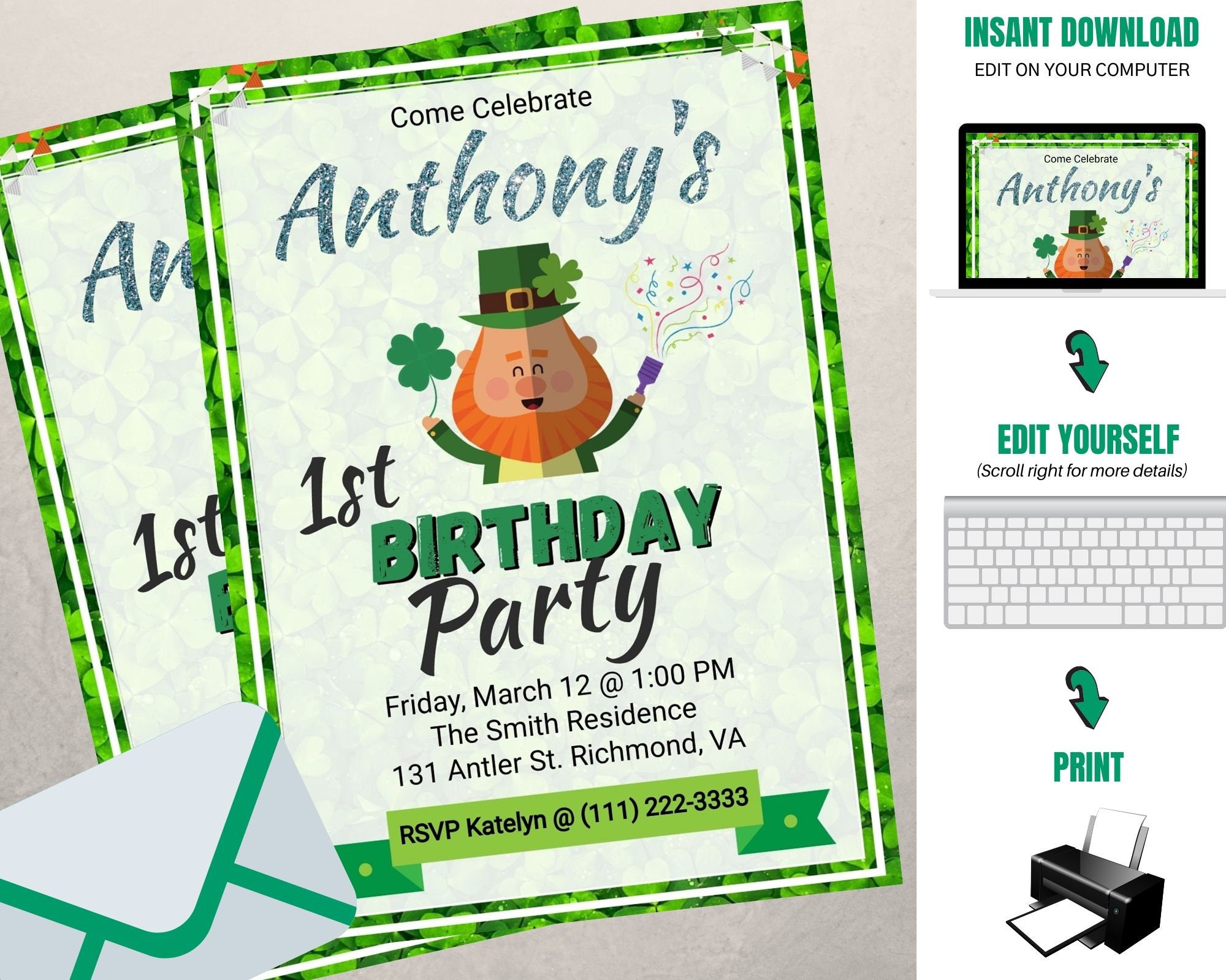 March Birthday Party Invitation, First Birthday Invite, March Birthday ...