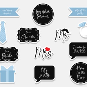 15 Wedding Photo Booth Props, Printable Photo Booth Props, Party Props ...