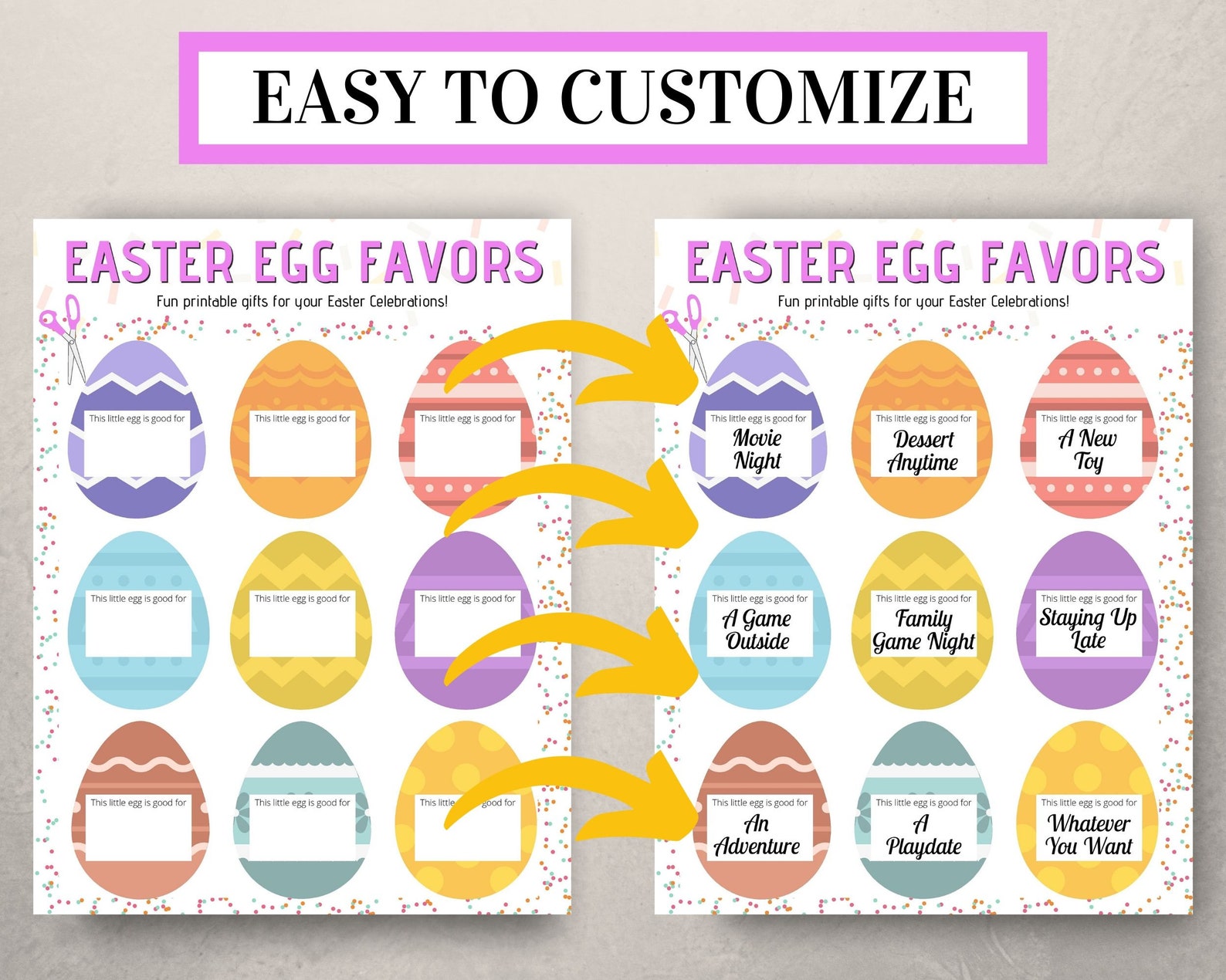 Printable Easter Gift, Easter Basket Stuffers, Easter Egg Favors ...
